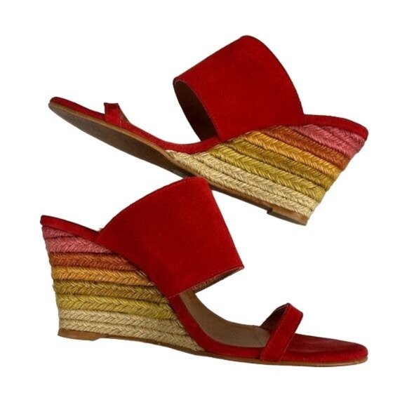 Free People | Shoes | Free People Red Colorful Wedges Sz 38 | Poshmark
